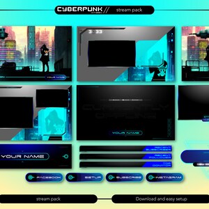 Full Animated Stream Overlay Graphic Package Cyberpunk Citizen. for ...