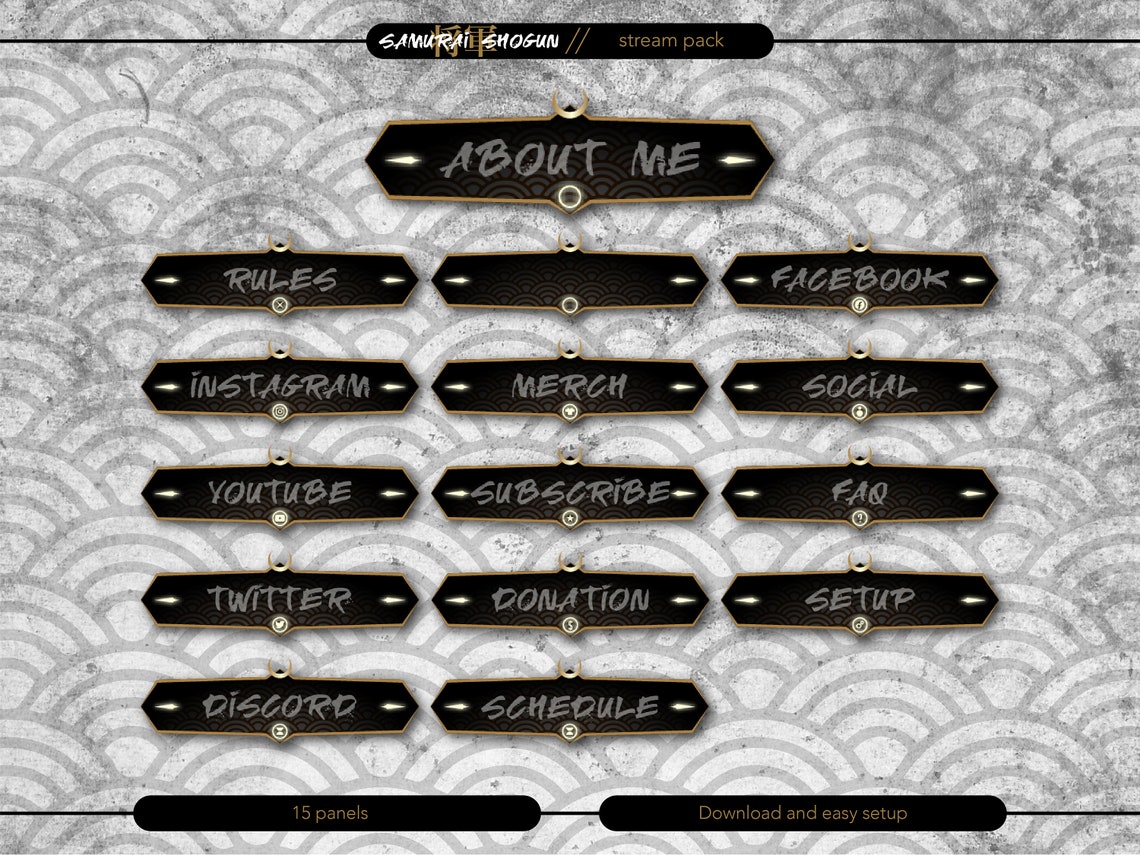 Twitch Overlay Twitch, Japanese Overlay, Samurai Shogun Oni Mask ...