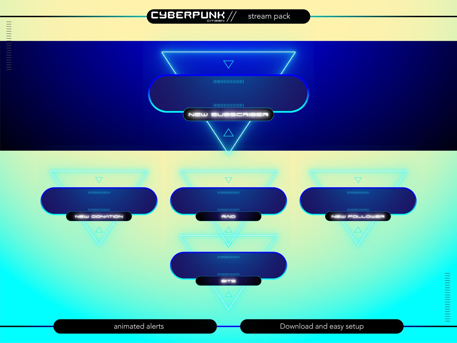 Full Animated Stream Overlay Graphic Package Cyberpunk Citizen. for ...