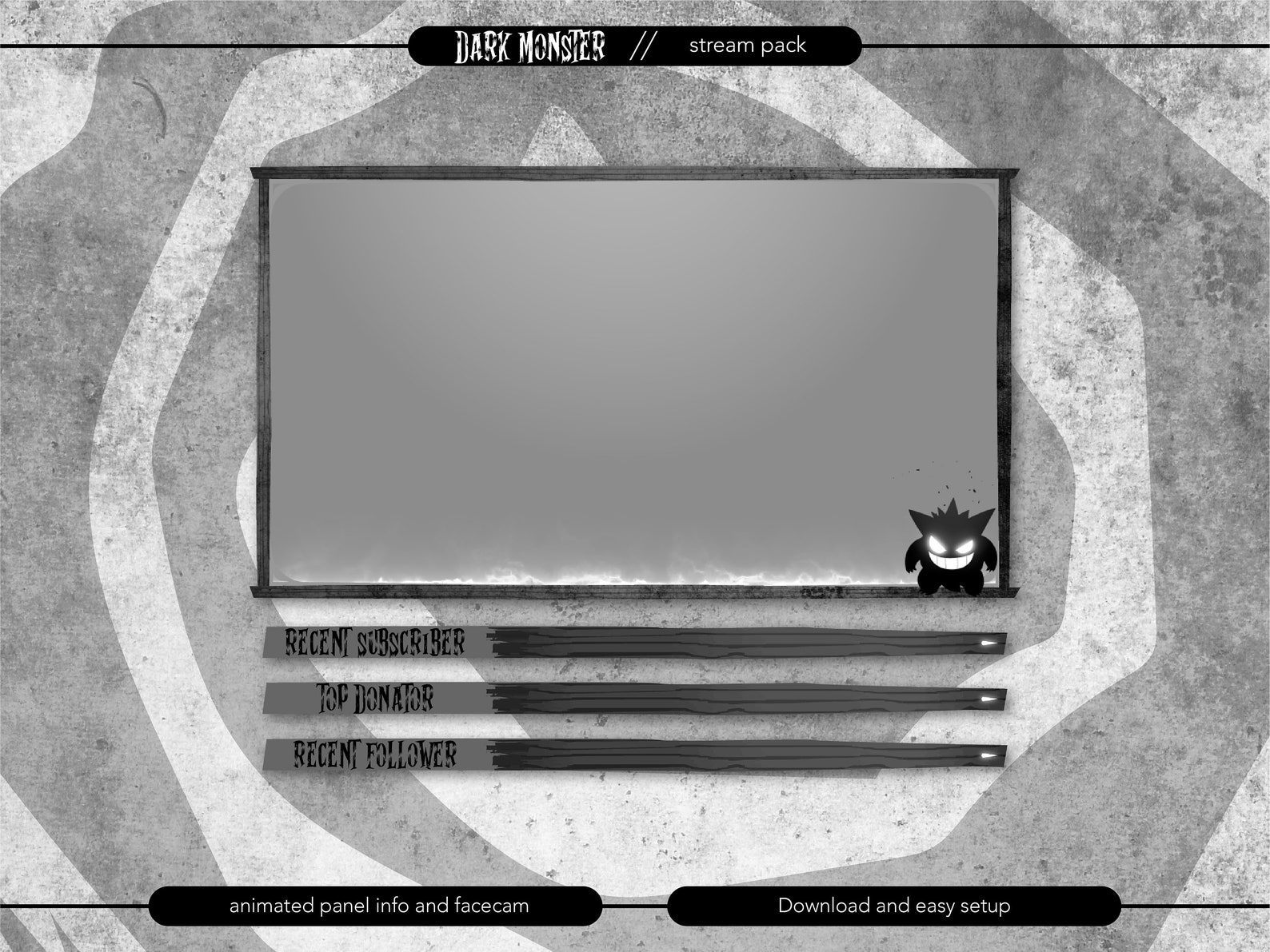 Full Animated Horror Stream Overlay Graphic Package the Shadow Dark ...
