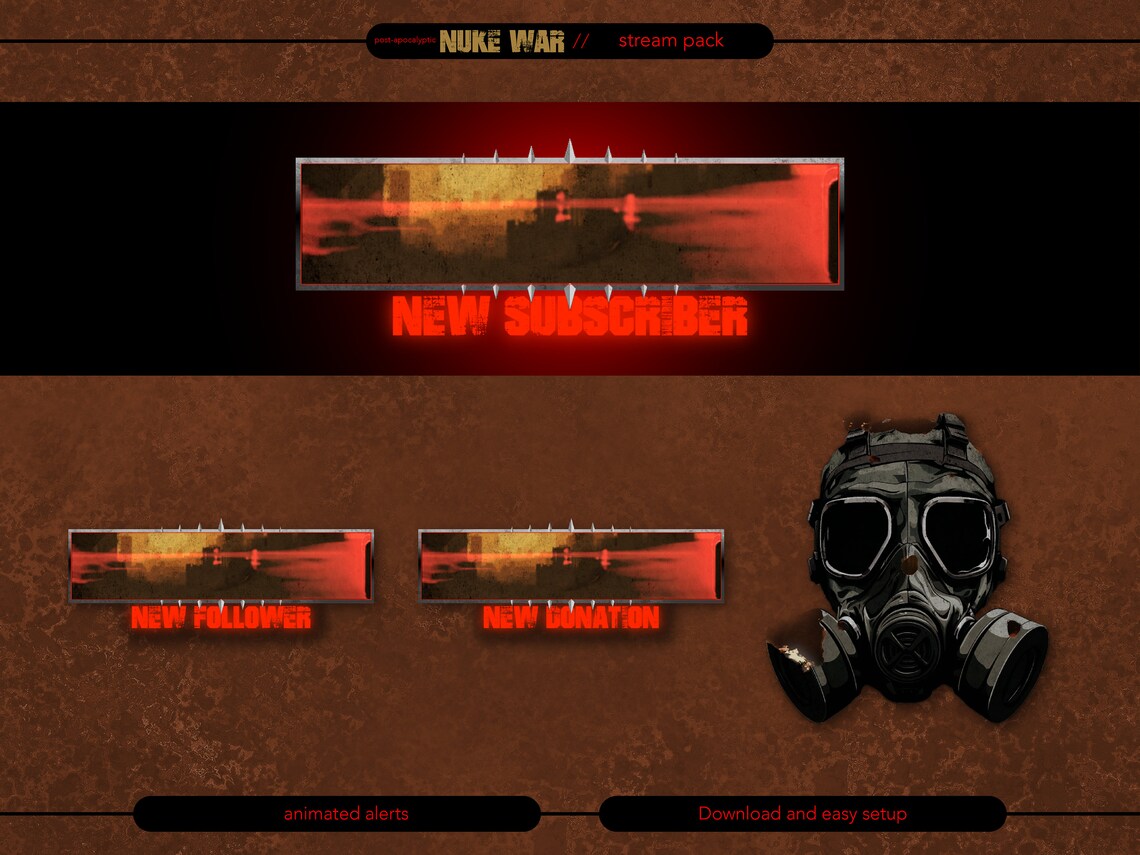 Animated Stream Overlay Package, Fire, Apocalyptic, War, Nuke War ...