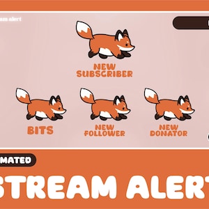 6x Fox Animated Alerts, Cute, Adorable. Alerts for Streaming on Twitch ...