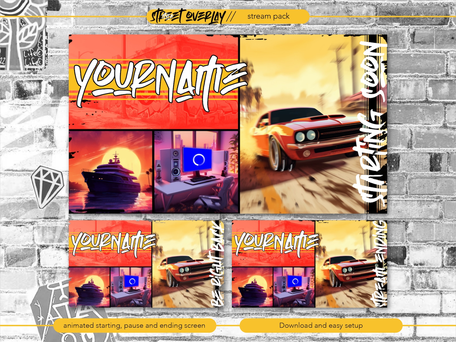 Full Animated Stream Overlay Package, Hip-hop, Gangster, Street Style ...