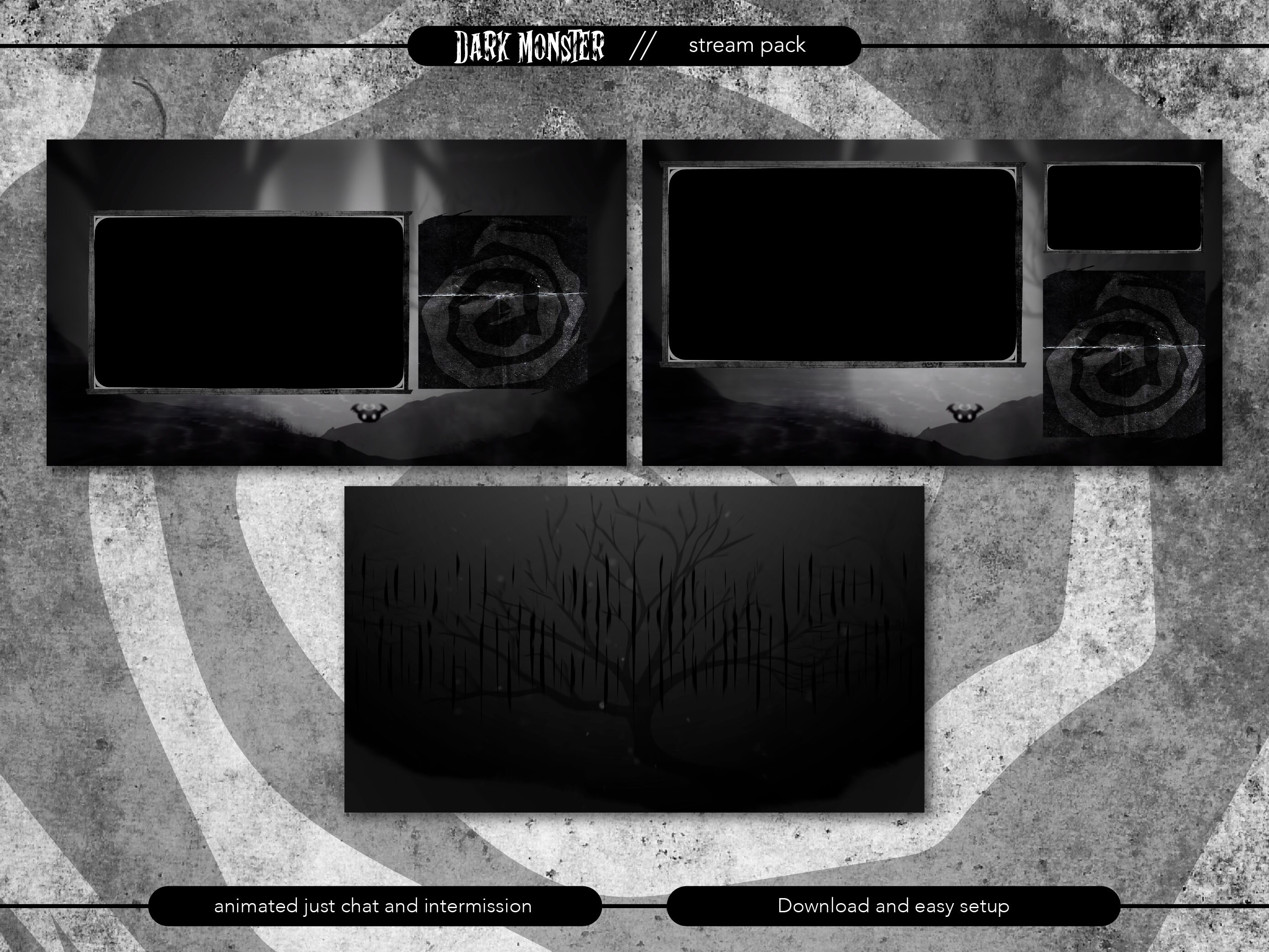 Dark Monster Bat Series Full Animated Stream Overlay Graphic Package ...