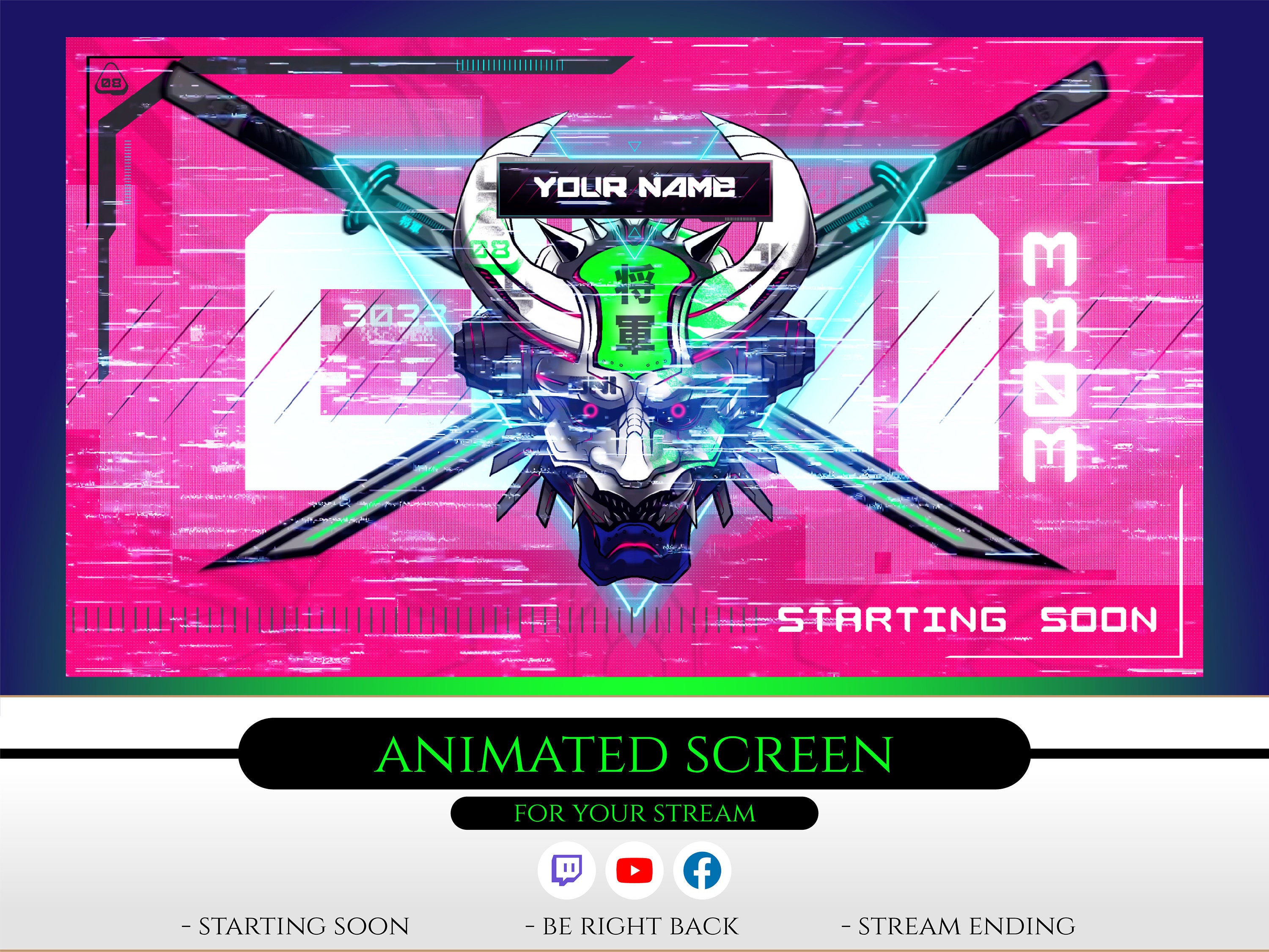 Animated Twitch Screen. Starting Soon, Be Right Back, Stream Ending ...