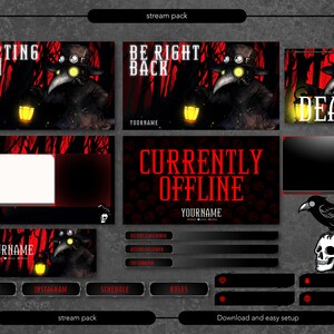 Animated Stream Overlay Package, Dark, Black Death Mask. Twitch Overlay ...