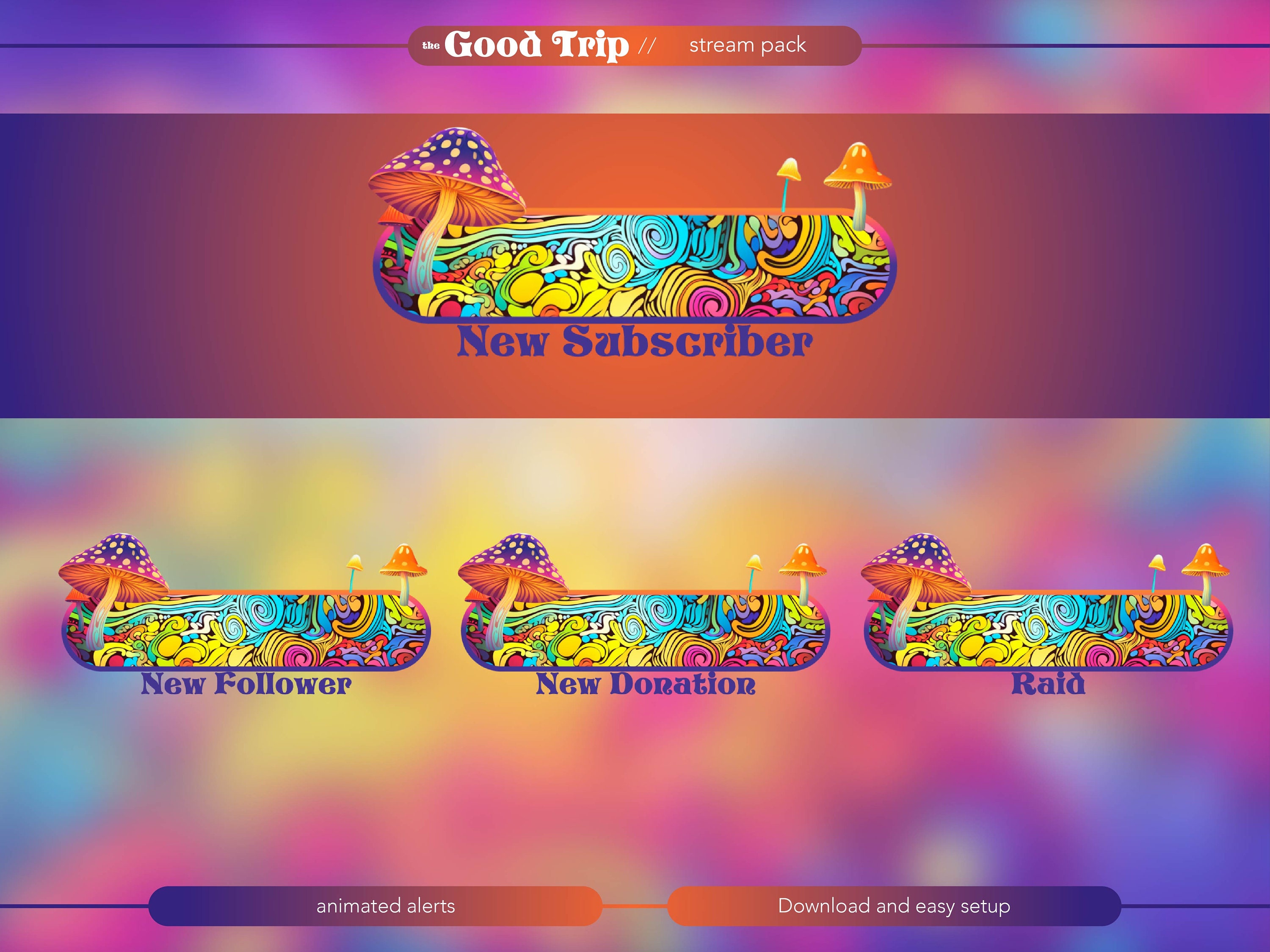 Full Animated Stream Overlay Package, Psychedelic, Trippy, Good Trip ...