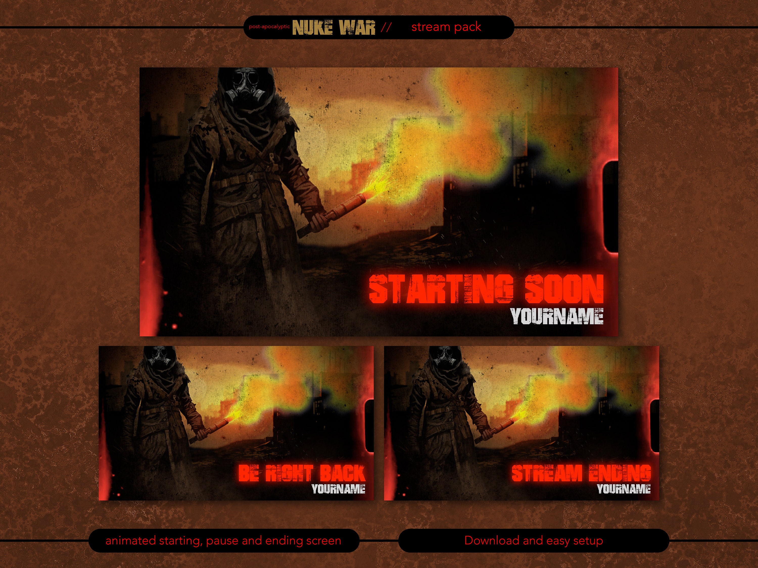 Animated Stream Overlay Package, Fire, Apocalyptic, War, Nuke War ...