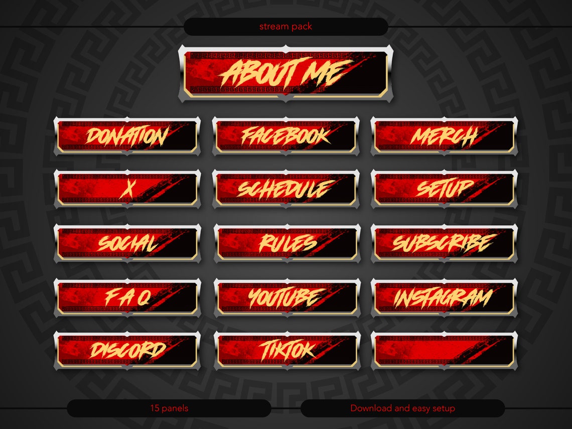 Full Animated Stream Overlay Package, Fighter, Spartan General. Twitch ...