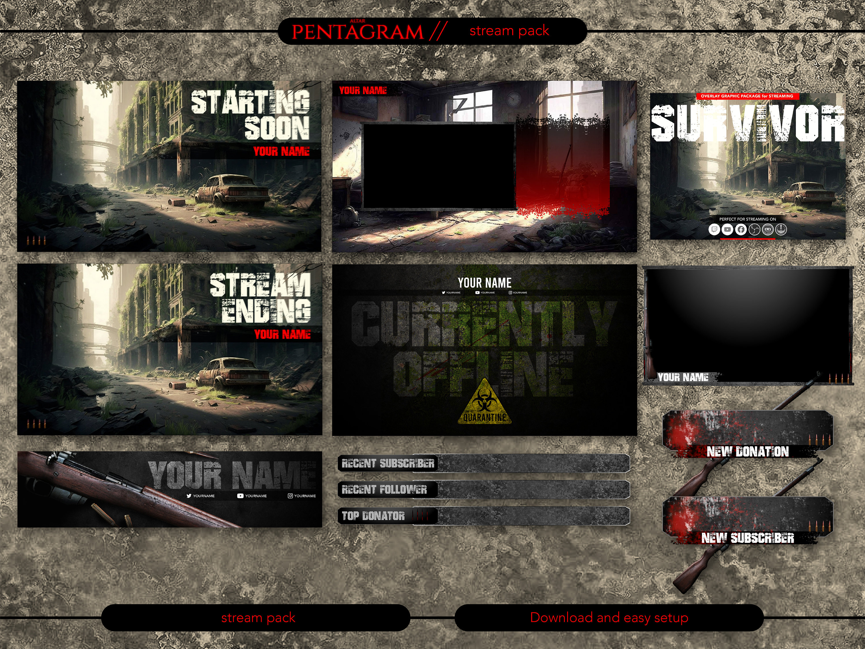Full Animated Stream Overlay Package, the Post-apocalyptic Survivor ...