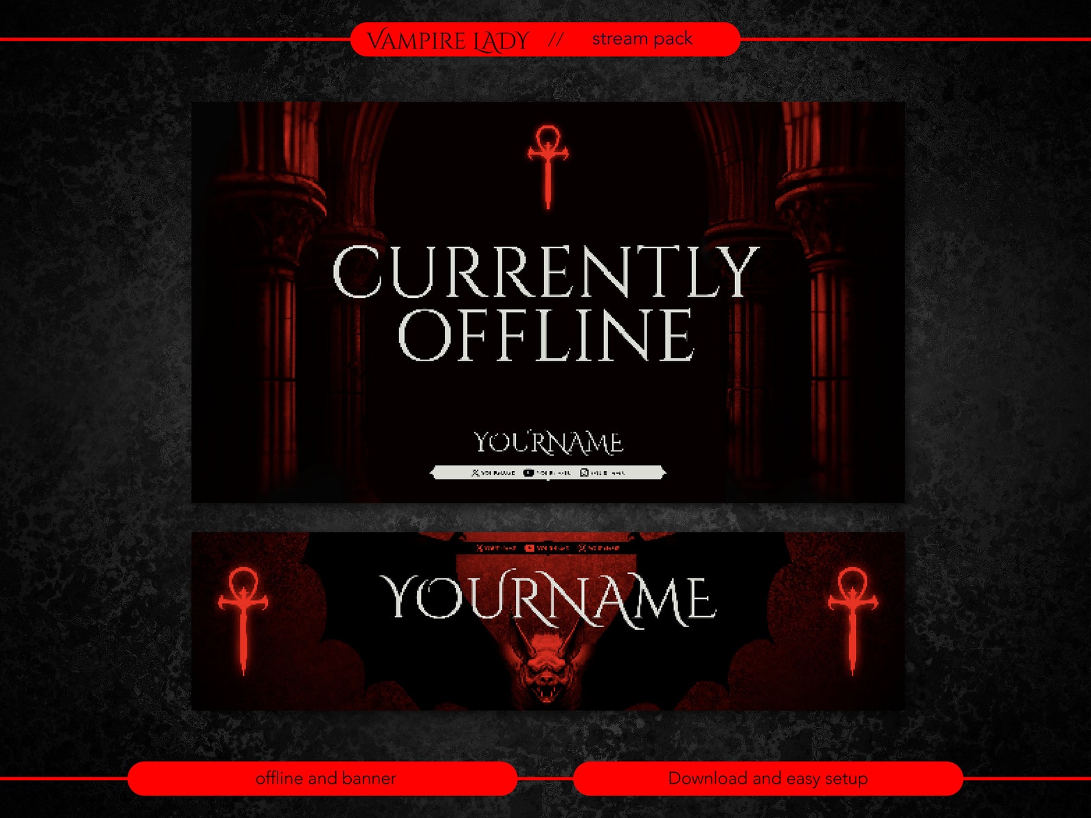 Full Animated Stream Overlay Package, Horror, Bat, Vampire Lady. Twitch ...