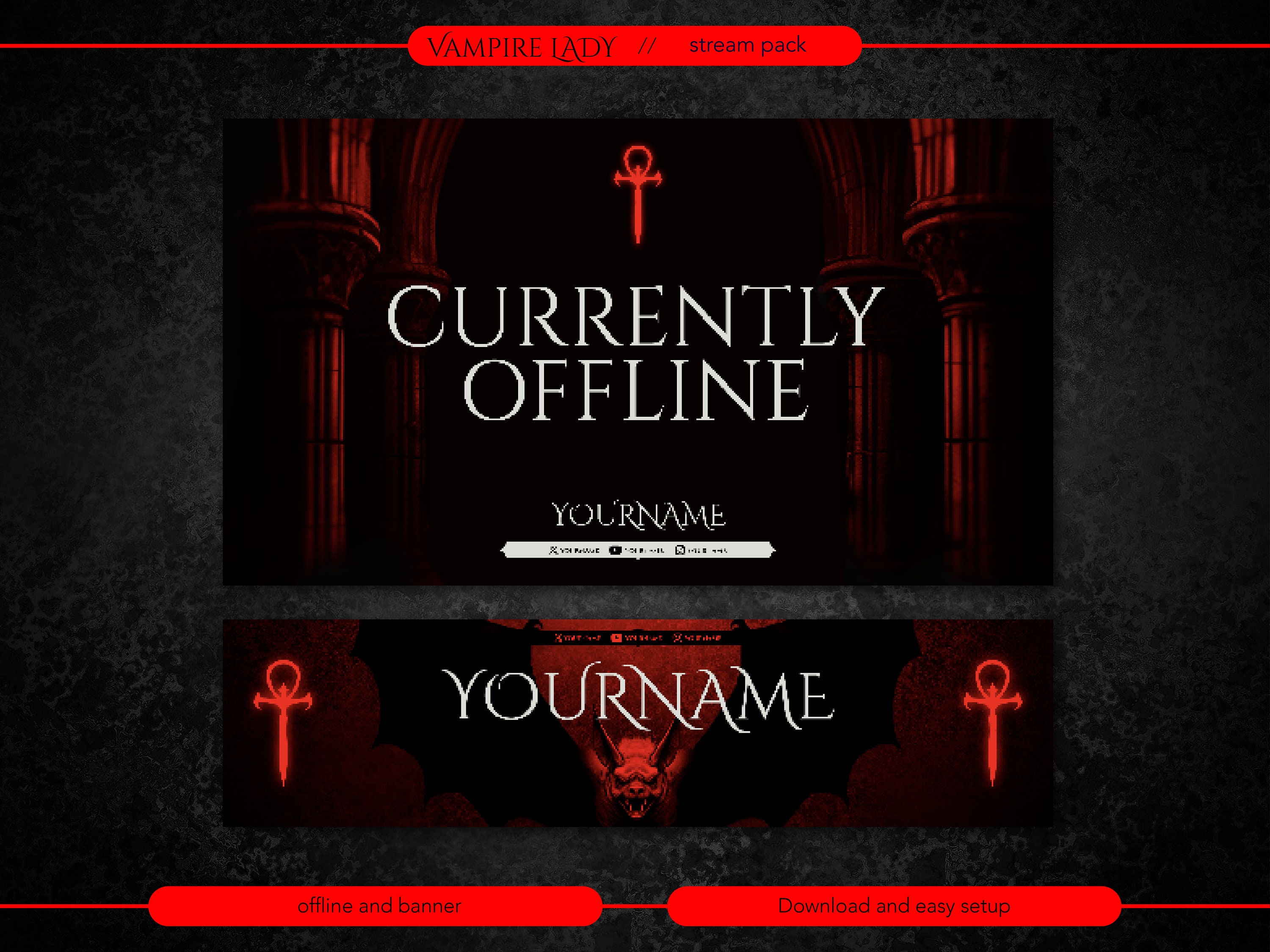 Full Animated Stream Overlay Package, Horror, Bat, Vampire Lady. Twitch ...