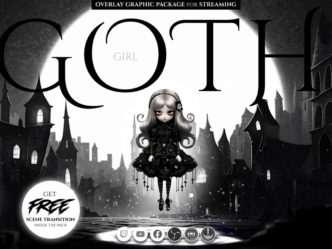 Animated Stream Overlay Package, Horror, Dark, Goth, Gothic, Girl ...