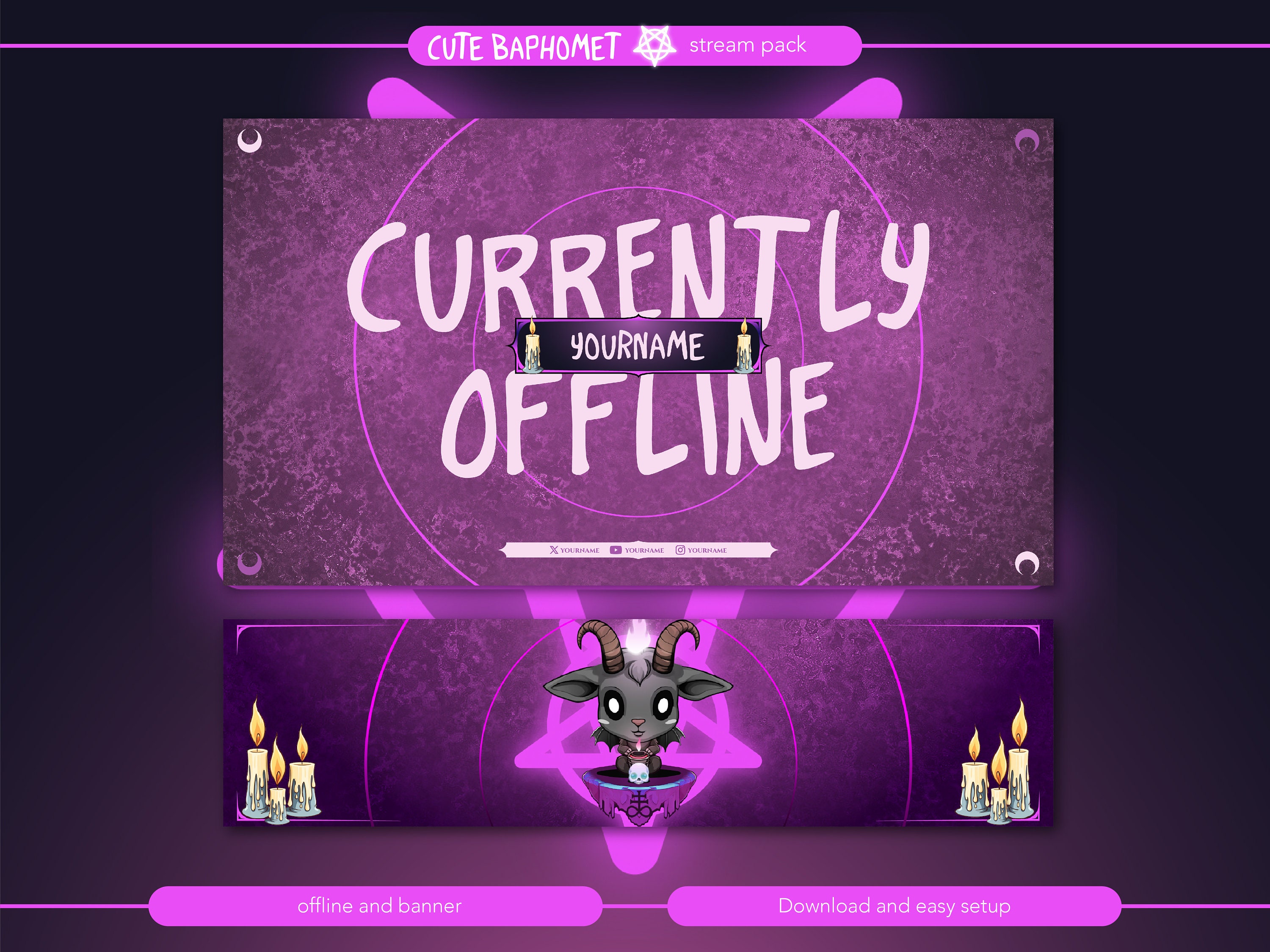 Full Animated Stream Overlay Package, Adorable Evil, Cute Baphomet ...