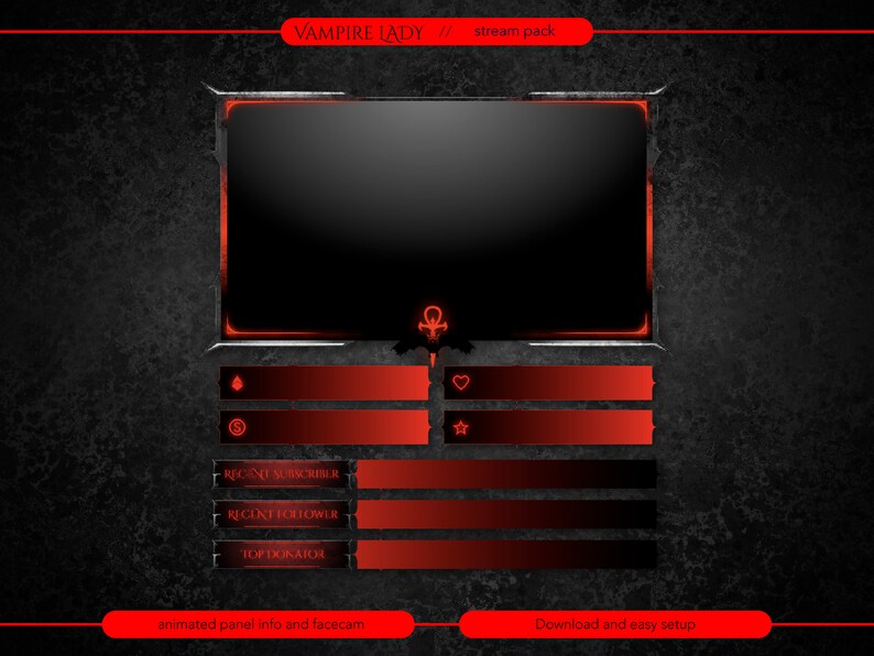 Full Animated Stream Overlay Package, Horror, Bat, Vampire Lady. Twitch ...