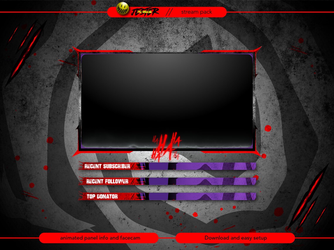 Animated Dark Twitch Overlay Package. Scary Stream Overlay. Twitch ...