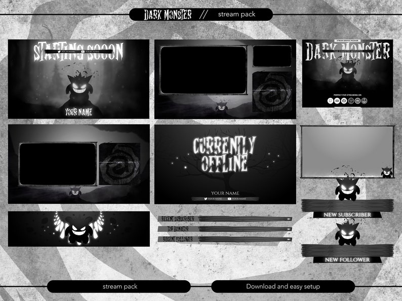 Full Animated Horror Stream Overlay Graphic Package the Shadow - Etsy
