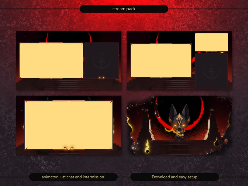 Full Animated Stream Overlay Package, Ancient Egypt God, Anubis. Twitch ...