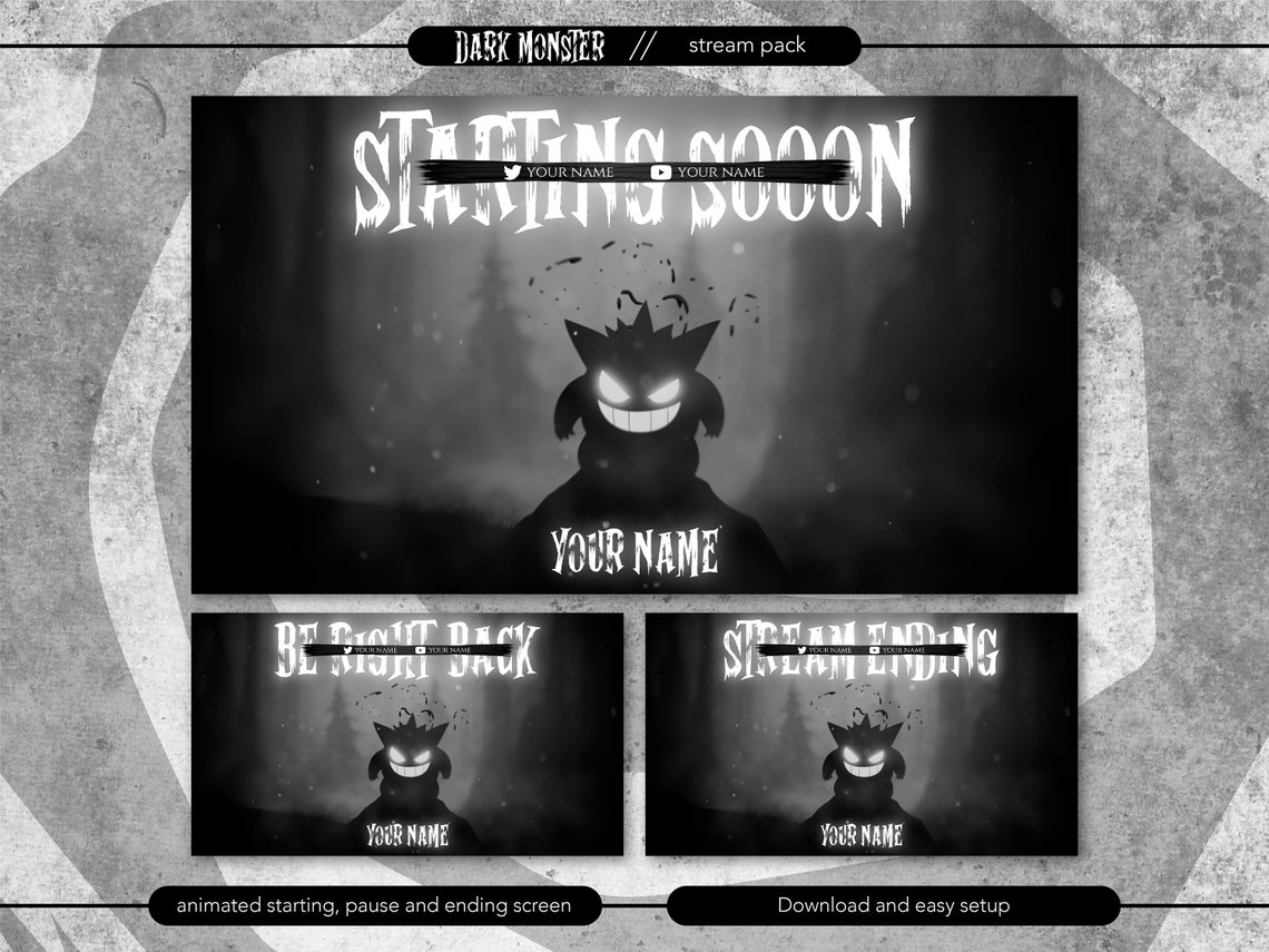Full Animated Horror Stream Overlay Graphic Package the Shadow - Etsy