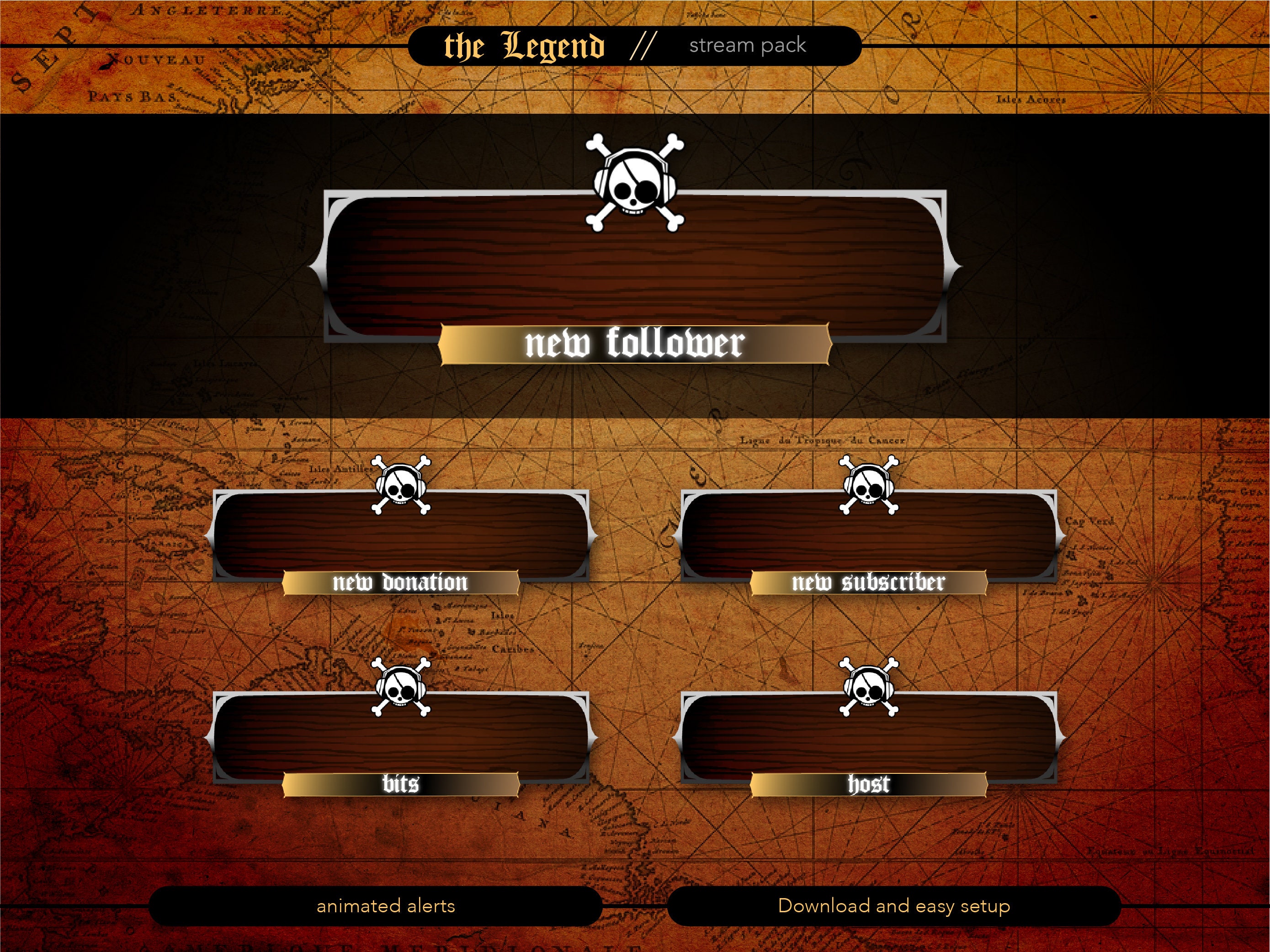 Full Animated Stream Overlay Package, Anime, Adventure, Pirate, the ...