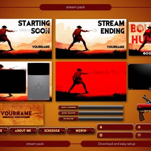 Animated Stream Overlay Package, Bounty Hunter, Wild West. Twitch ...