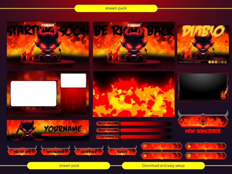 Animated Stream Overlay Package, Horror, Dark, Devil, Diablo. Twitch ...