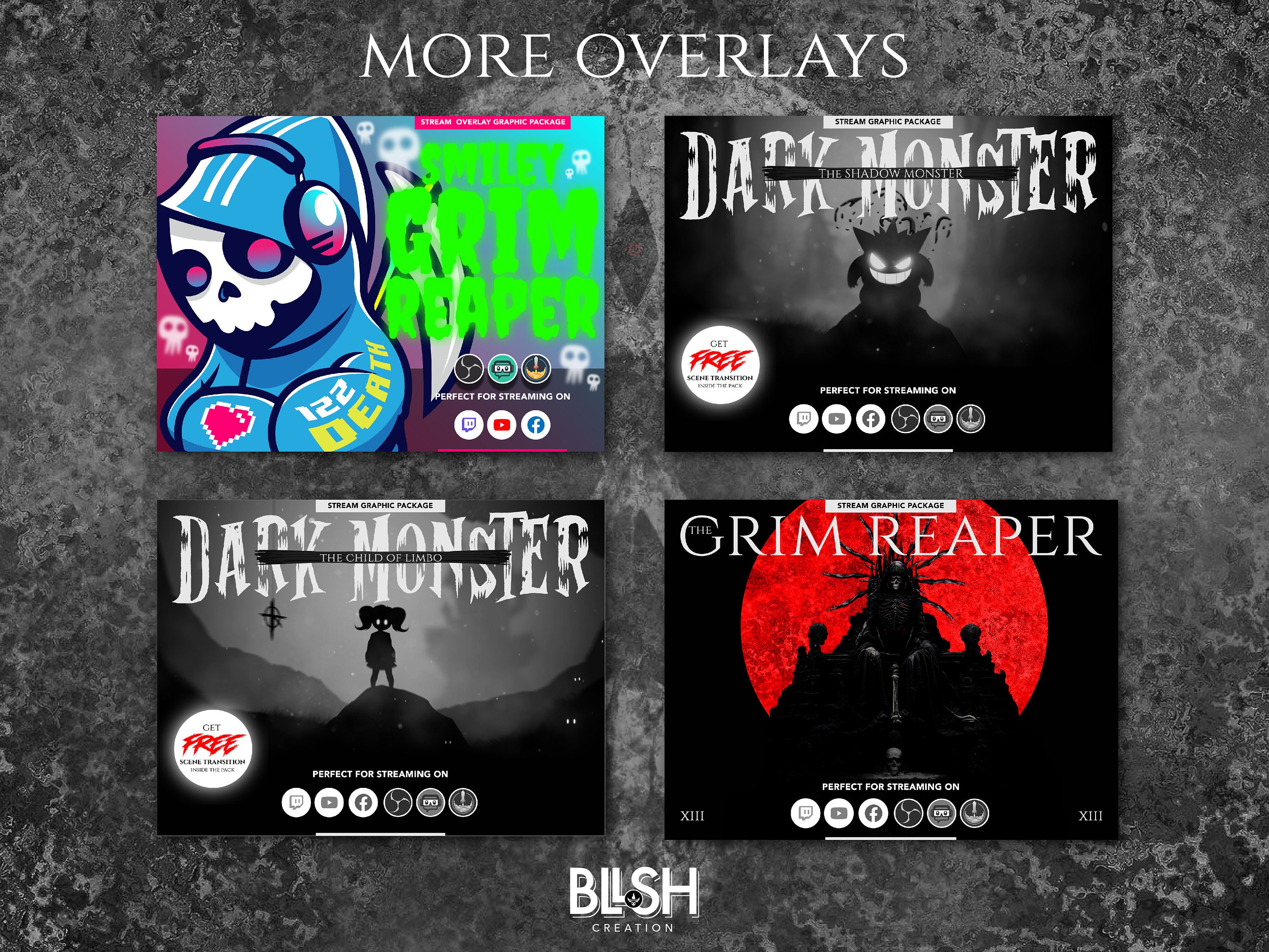 Dark Monster Bat Series Full Animated Stream Overlay Graphic - Etsy