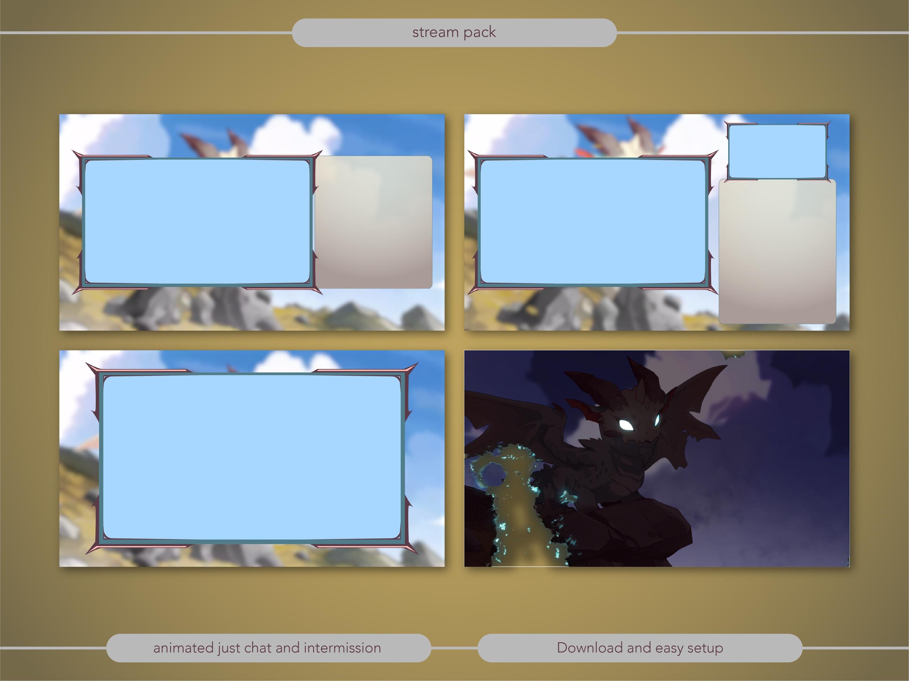 Animated Stream Overlay Package, Wyvern, Dragon, Chibi. Twitch Overlay ...