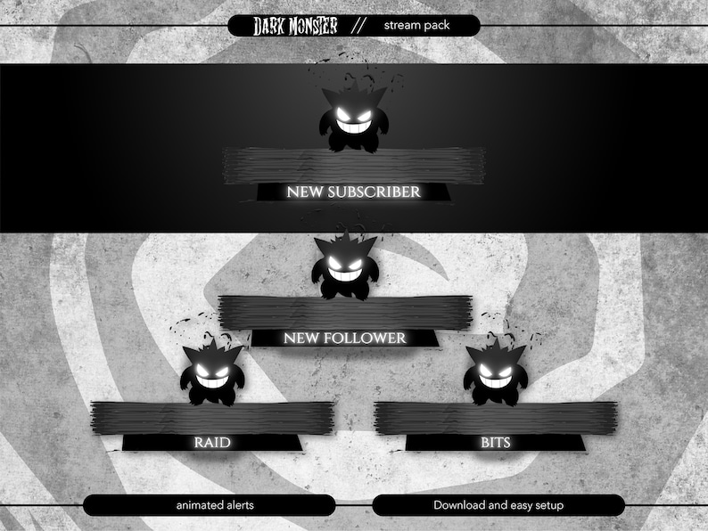 Full Animated Horror Stream Overlay Graphic Package the Shadow - Etsy