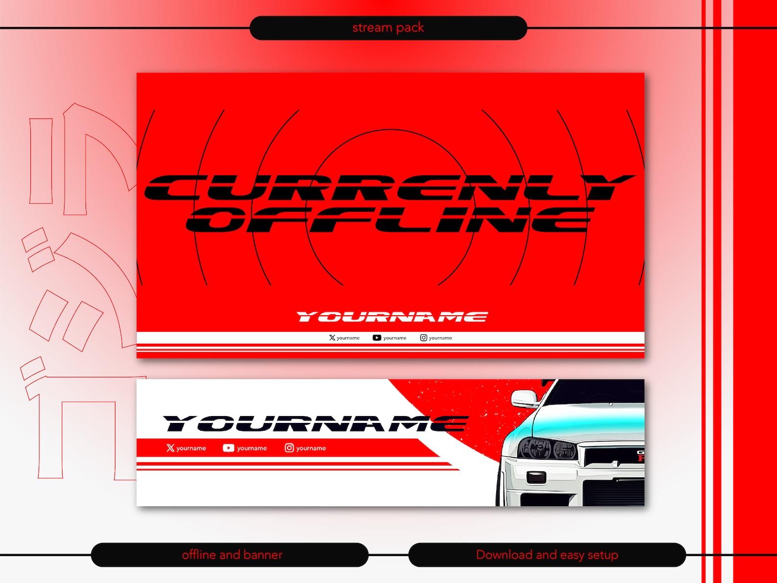 Full Animated Stream Overlay Package, Jdm, Nissan Gt-r R34, Godzilla ...