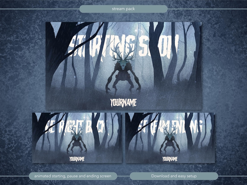 Animated Stream Overlay Package, Wendigo, Dark Forest, Evil. Twitch ...