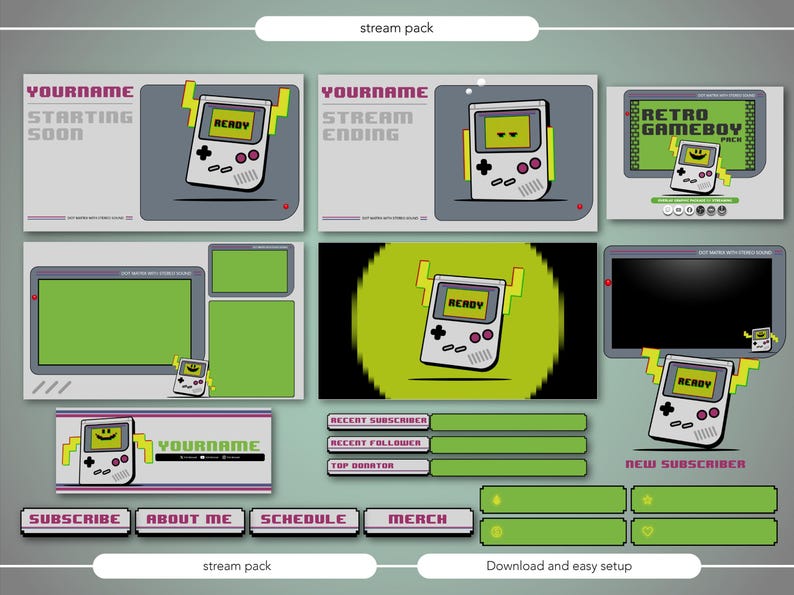 Retro Gameboy Animated Stream Overlay | Nostalgia Theme Package for ...