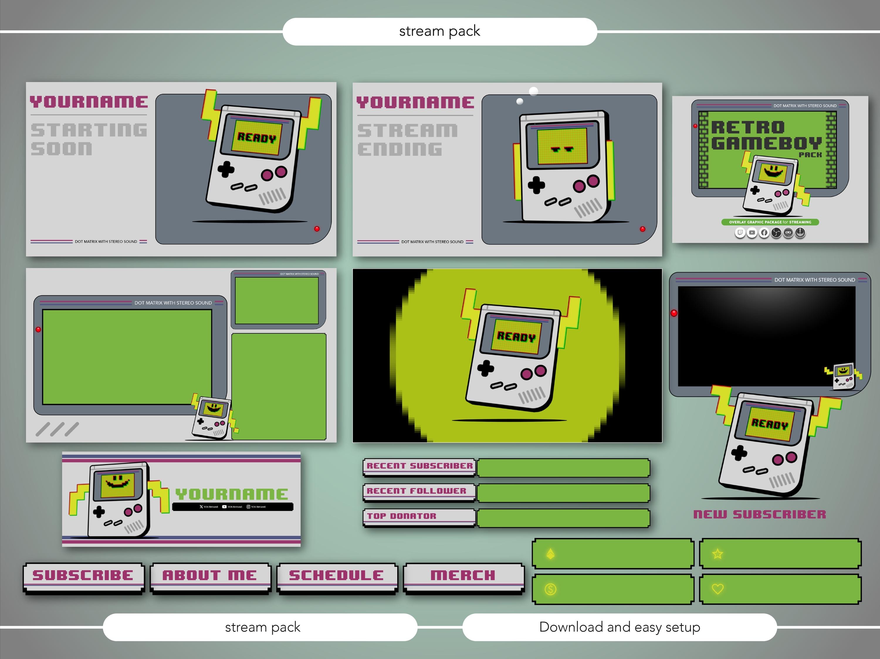 Retro Gameboy Animated Stream Overlay | Nostalgia Theme Package for ...