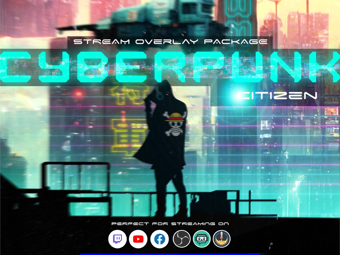 Full Animated Stream Overlay Graphic Package Cyberpunk Citizen. for ...