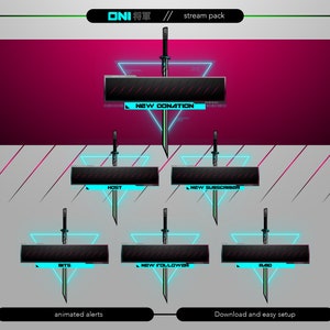 Cyberpunk Mecha Oni Full Animated Stream Overlay Graphic Package ...