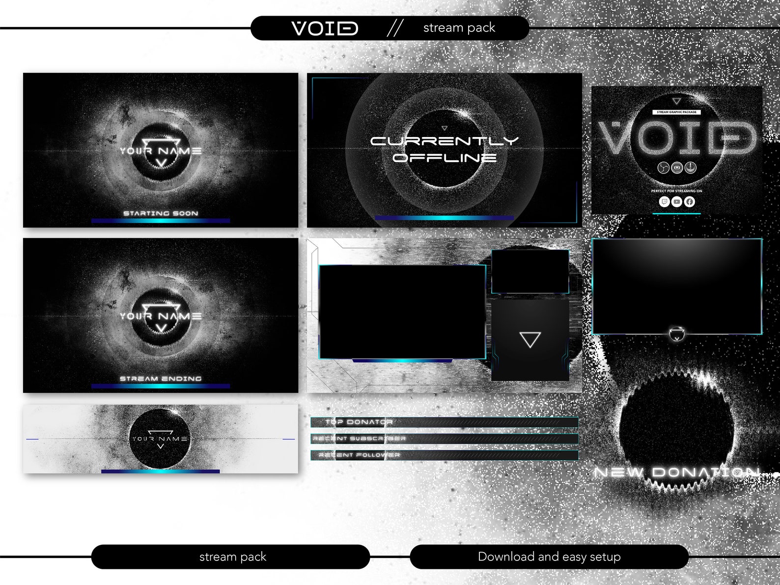 Animated Void Stream Overlay Package. Customizable, Black Hole, Space ...