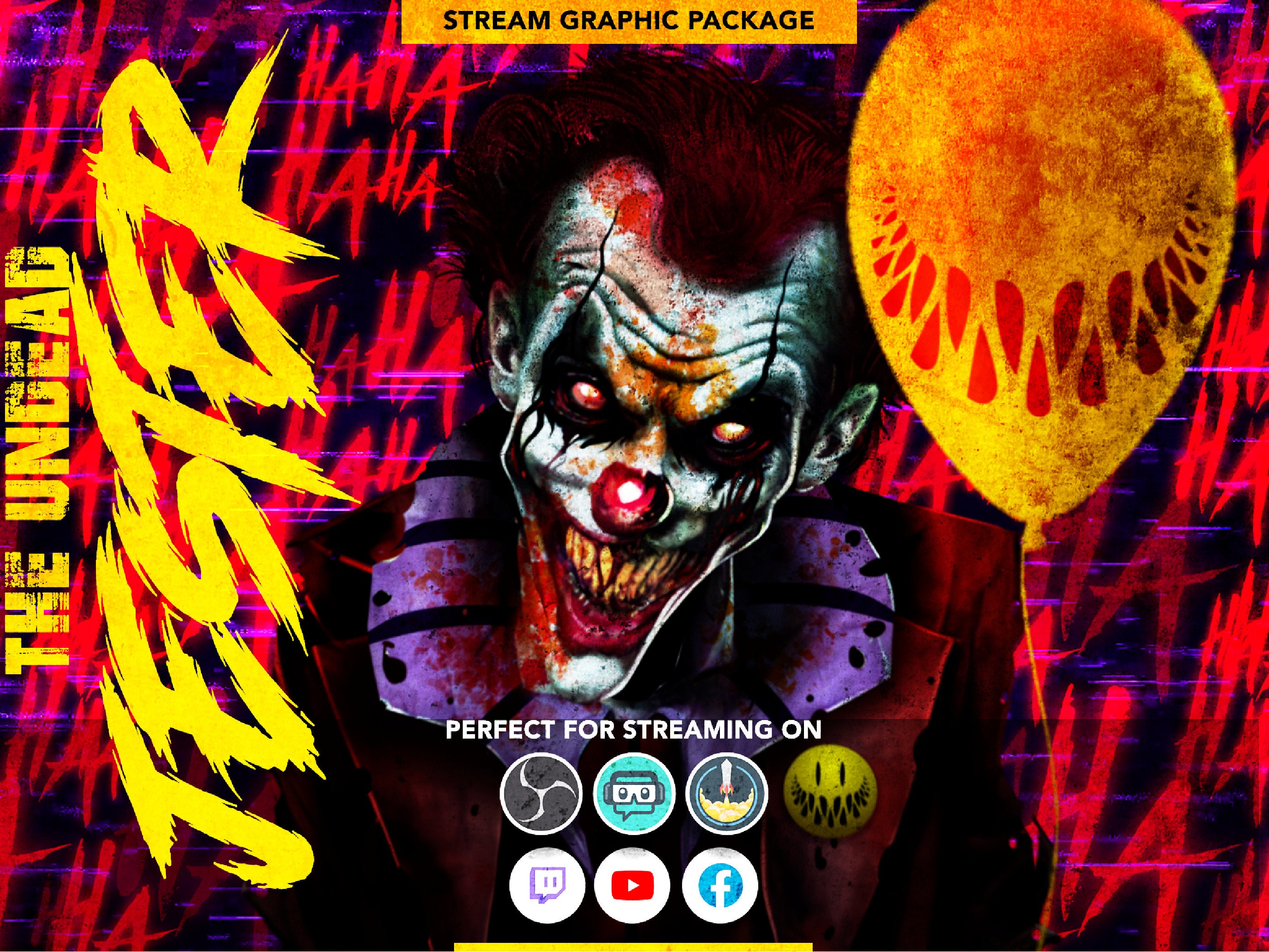 Animated Dark Twitch Overlay Package. Scary Stream Overlay. Twitch ...