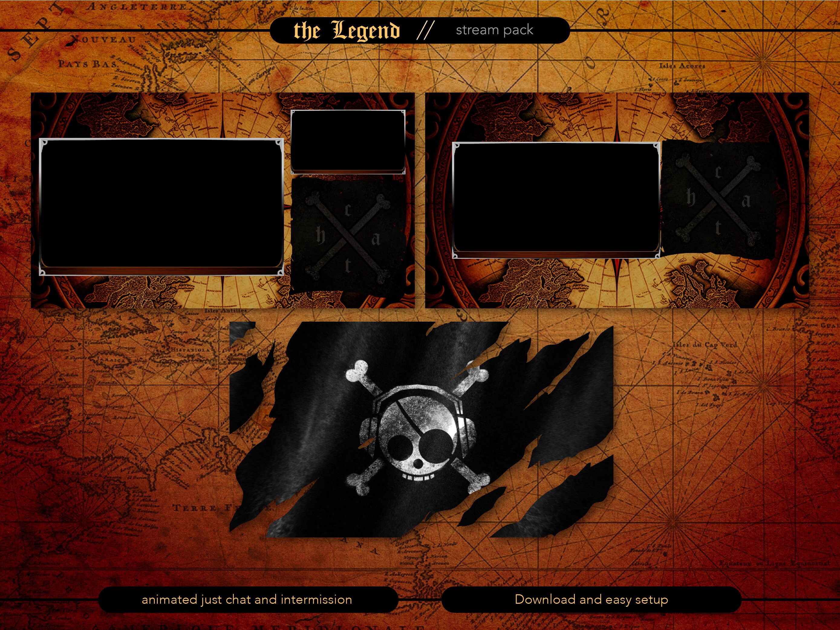 Full Animated Stream Overlay Package, Anime, Adventure, Pirate, the ...