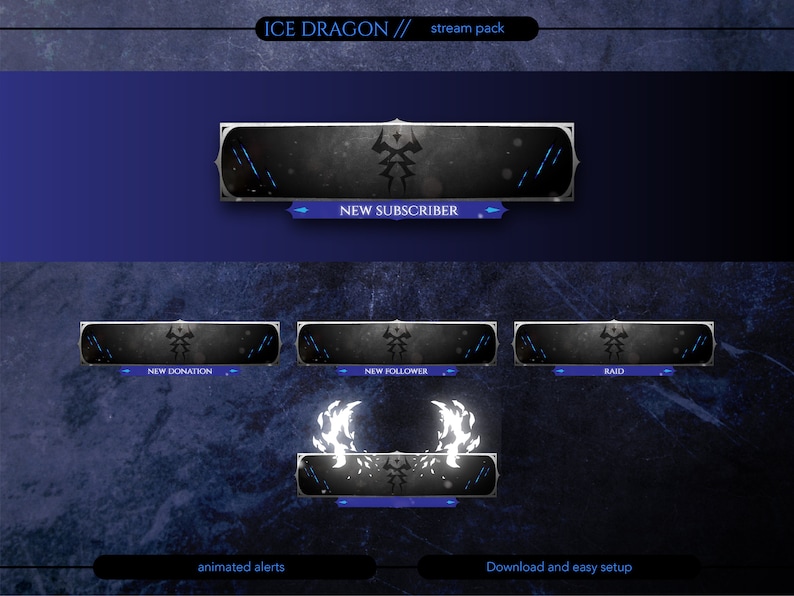 Full Animated Stream Overlay Package, Medieval, Ice Dragon, King ...