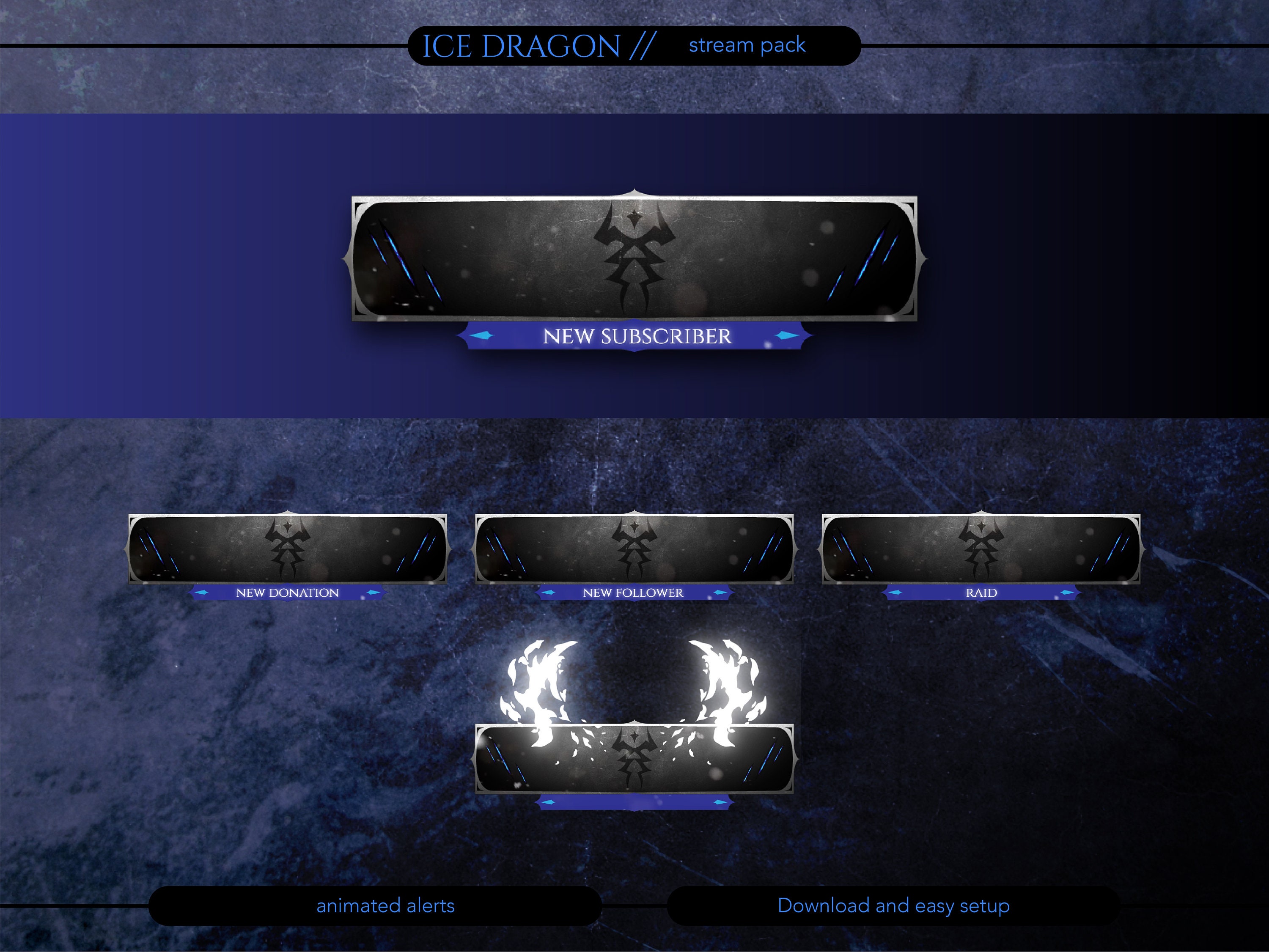 Full Animated Stream Overlay Package, Medieval, Ice Dragon, King ...
