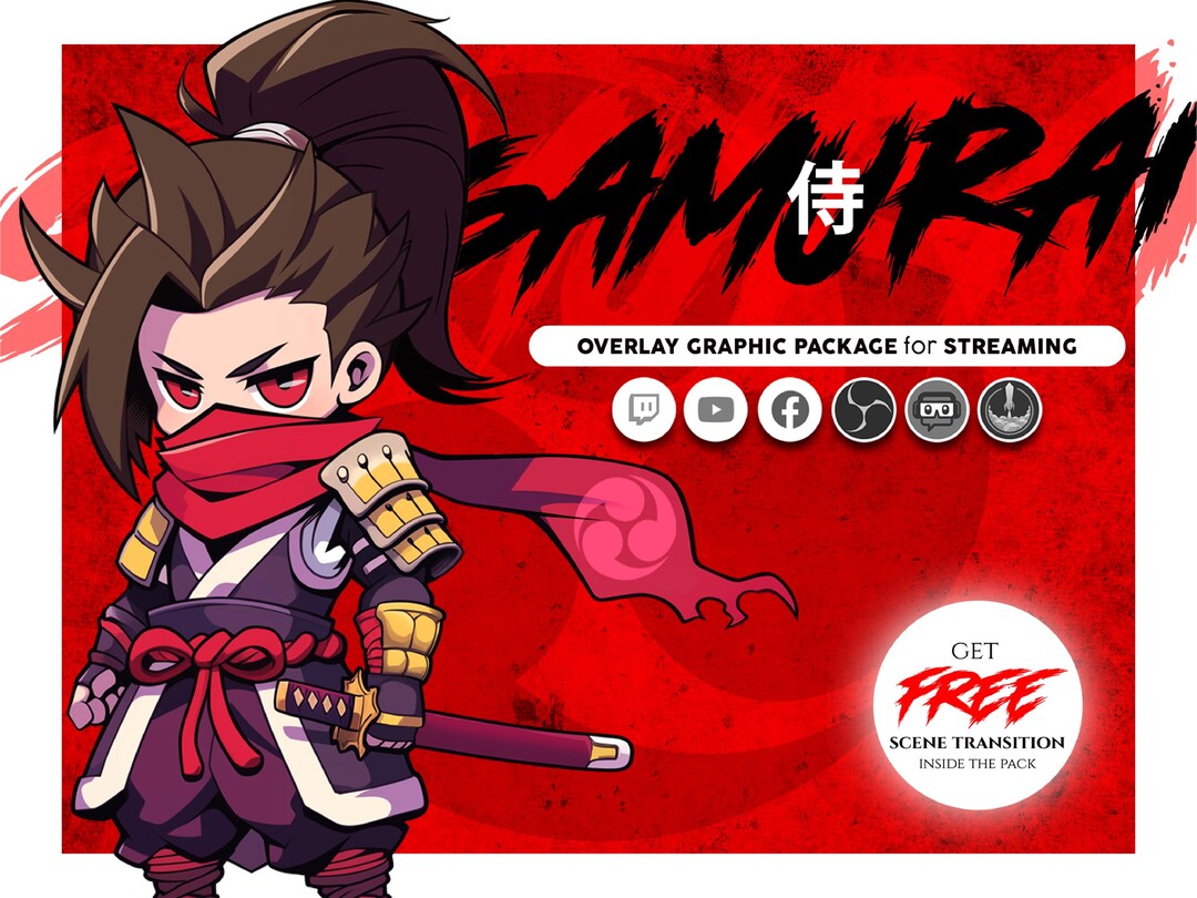 Anime Samurai Stream Overlay Package – Animated Twitch, Youtube ...