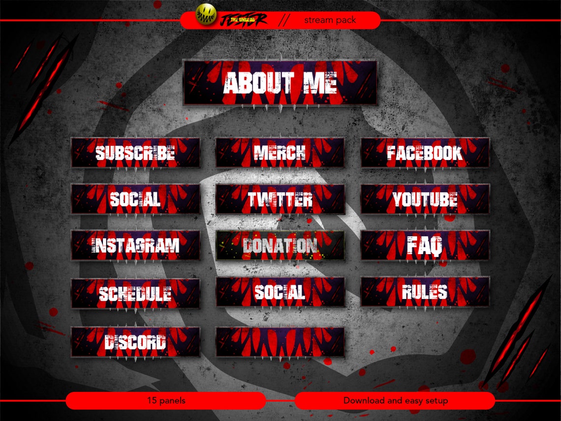 Animated Dark Twitch Overlay Package. Scary Stream Overlay. Twitch ...