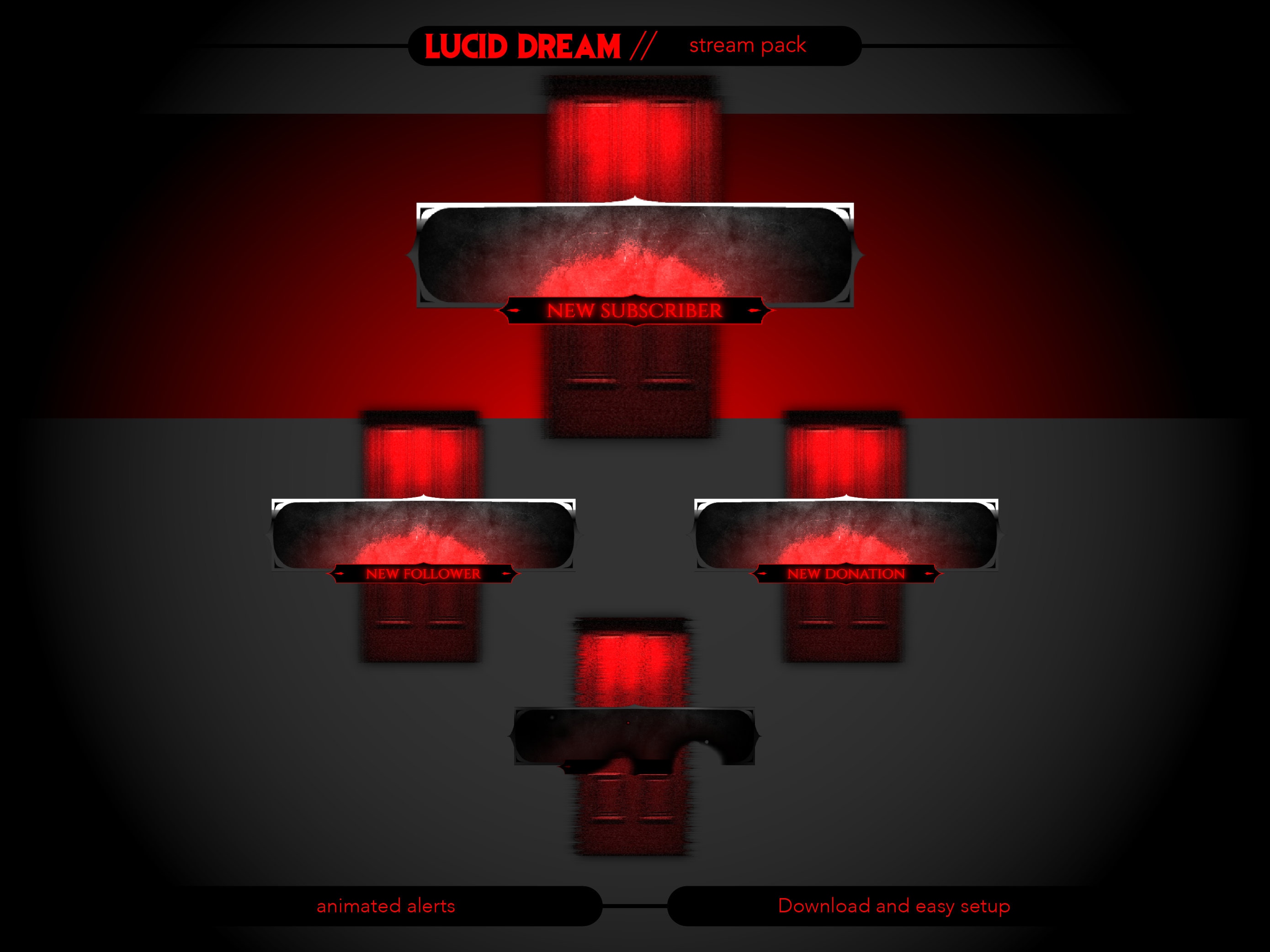 Full Animated Stream Overlay Package, Horror, Dark, Lucid Dream ...