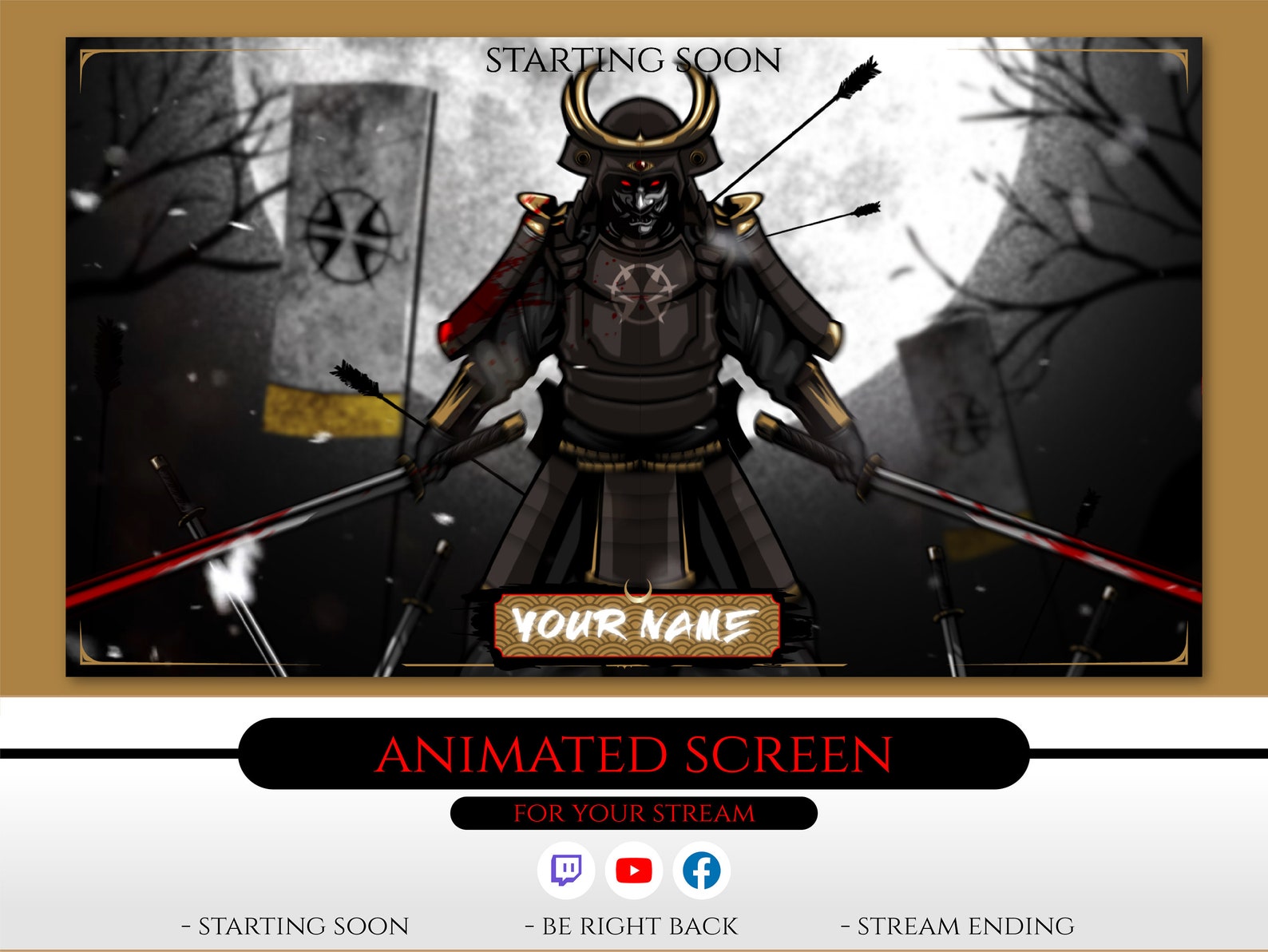 Animated Twitch Screen. Starting Soon, Be Right Back, Stream Ending ...