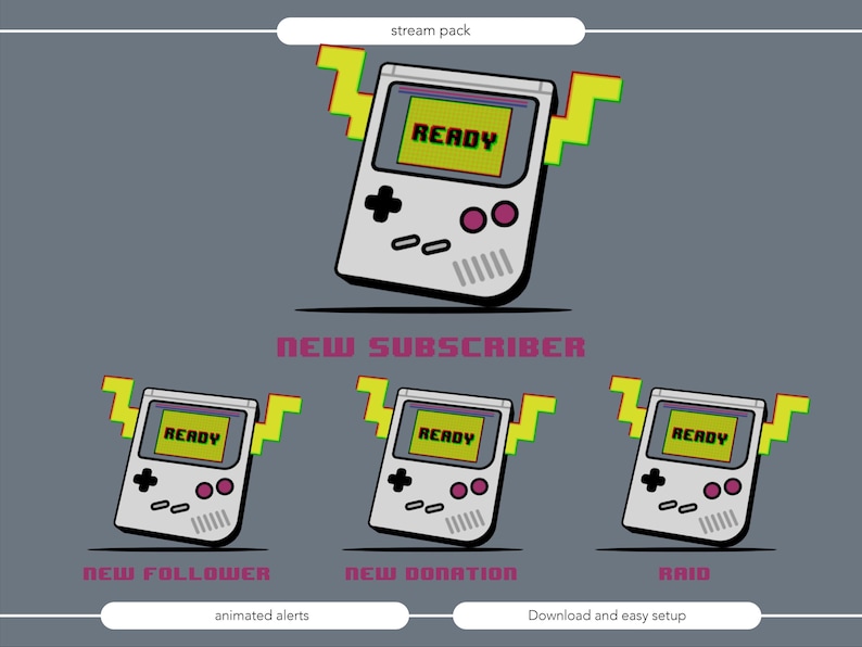 Retro Gameboy Animated Stream Overlay | Nostalgia Theme Package for ...