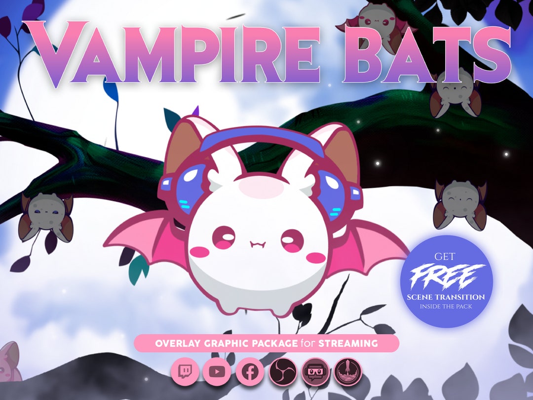 Full Animated Stream Overlay Package, Horror, Cute, Vampire Bats ...