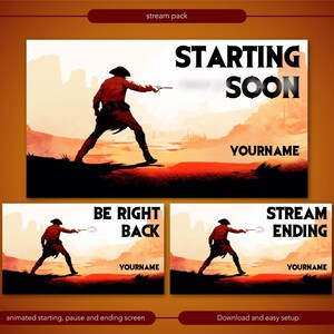 Animated Stream Overlay Package, Bounty Hunter, Wild West. Twitch ...