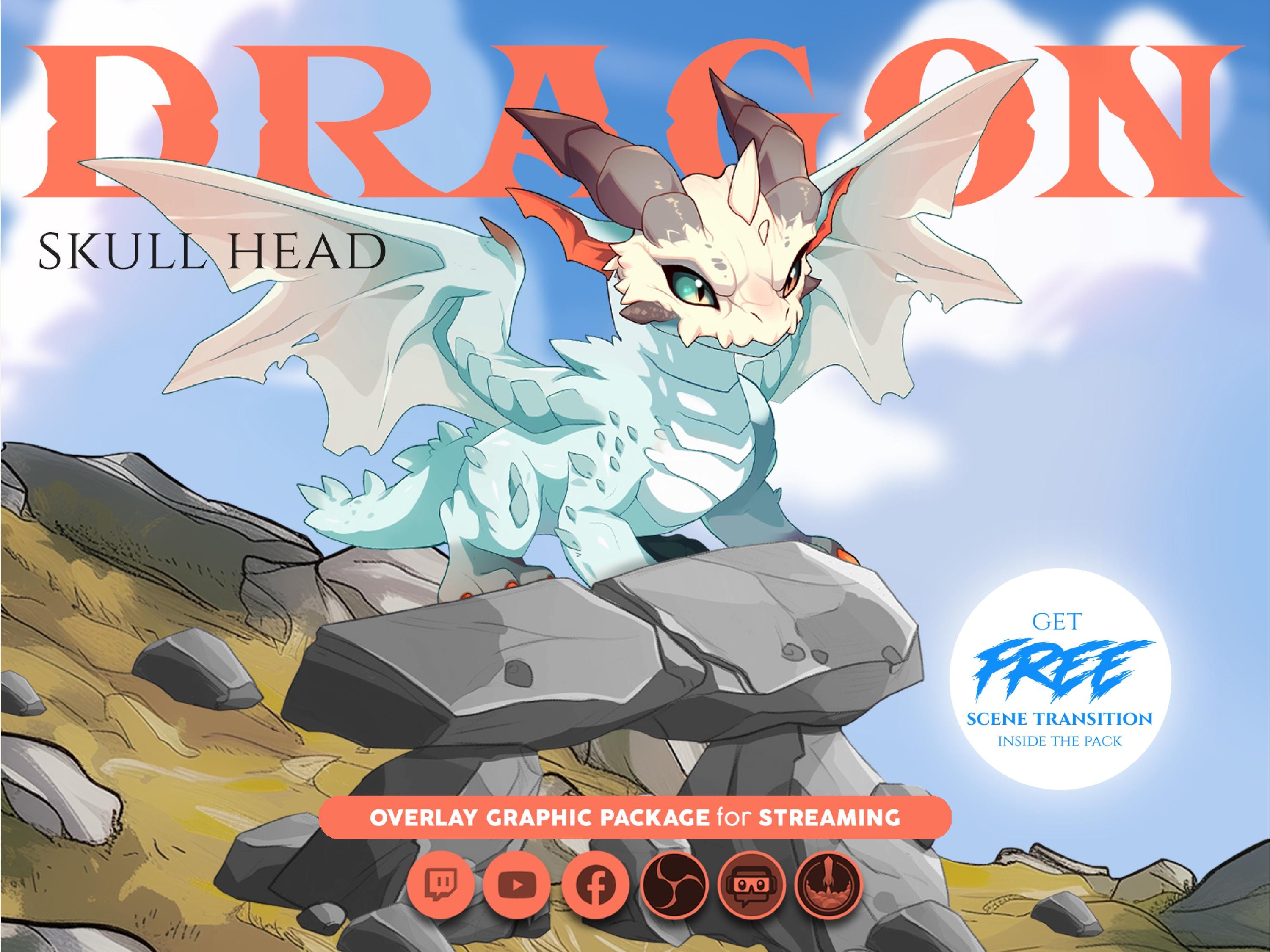 Animated Stream Overlay Package, Wyvern, Dragon, Chibi. Twitch Overlay ...