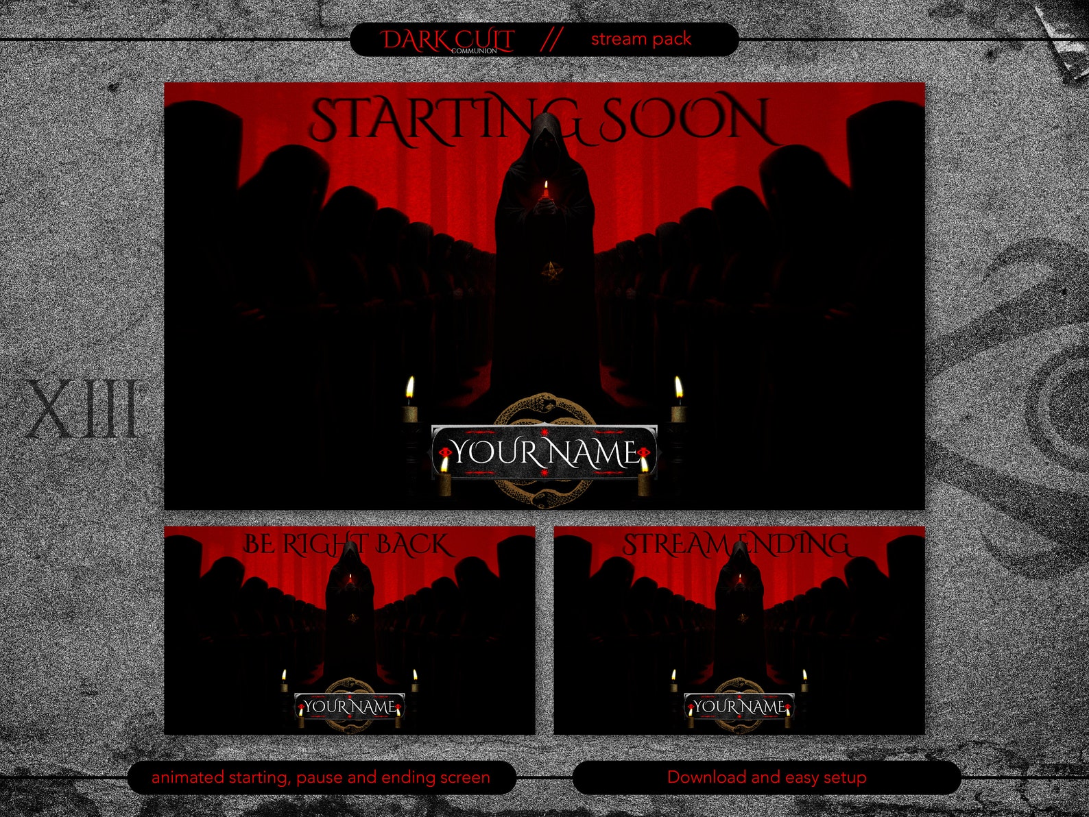 Full Animated Stream Overlay Package, Horror, Dark, Dark Cult Communion ...