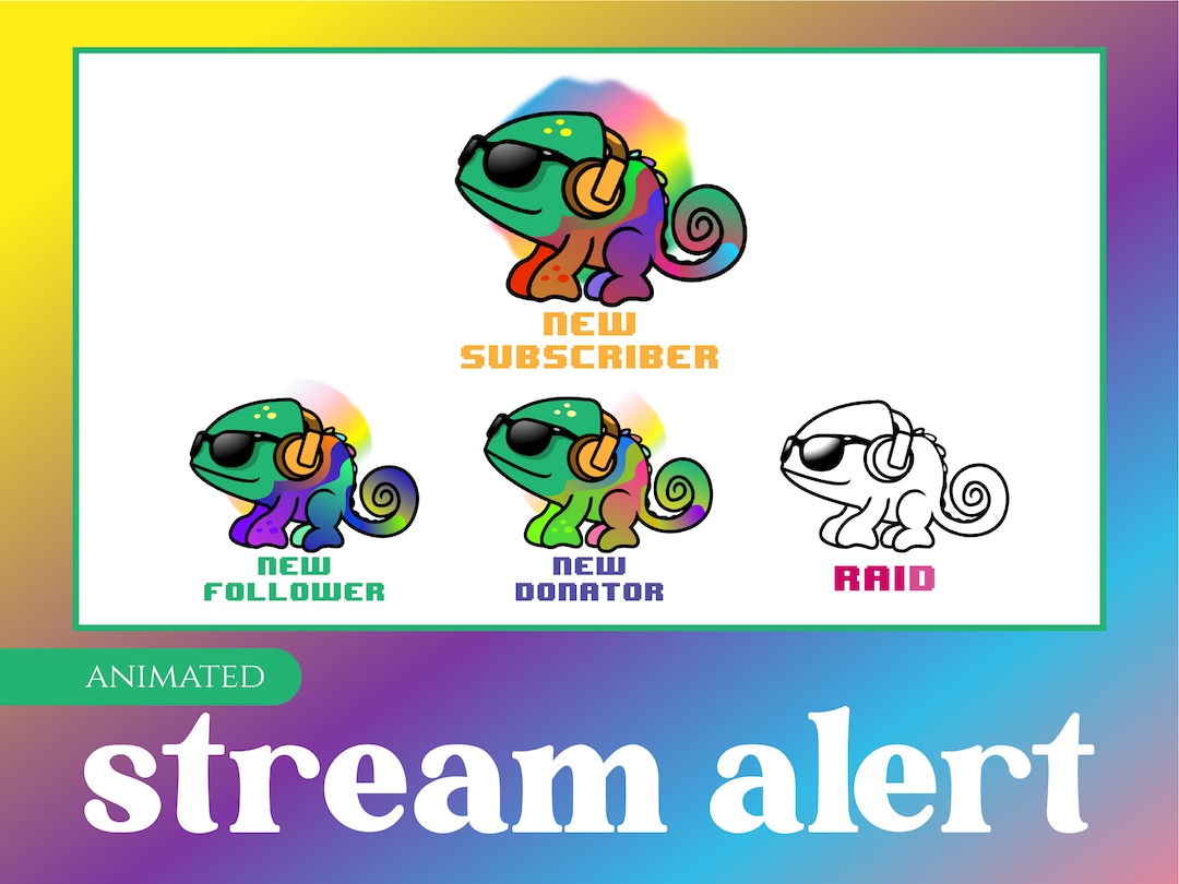 6x Party Chameleon Animated Alerts, Chill. Alerts for Streaming on ...